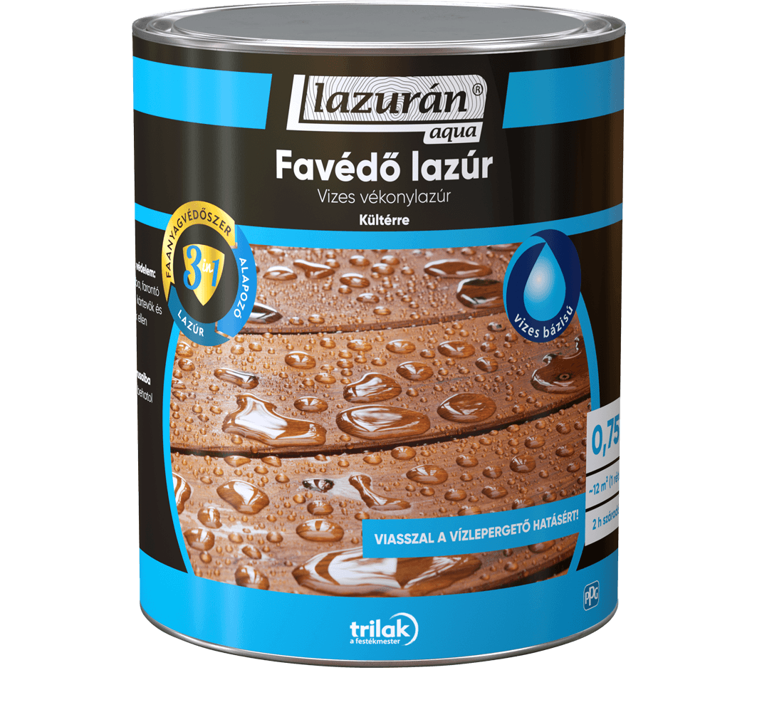 Lazurán Aqua Favédő Lazúr 3in1 0,75 L Színtelen -Trilak - Festékbolt és ...